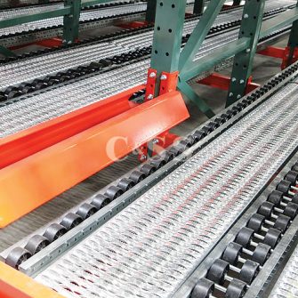 Heavy Duty Roller Pallet Flow Rack | Split-Roller Wheels | MFG